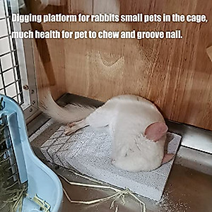 Hamiledyi Rabbit Scratch Foot Pads 2Pack Bunny Grinding Claw Pad Small Animals Lava Grinding Teeth Stone Hamster Chew Sweet Bamboo Treats Toy for Chinchilla Ferret Guinea Pig Rat Gerbil Hedgehog