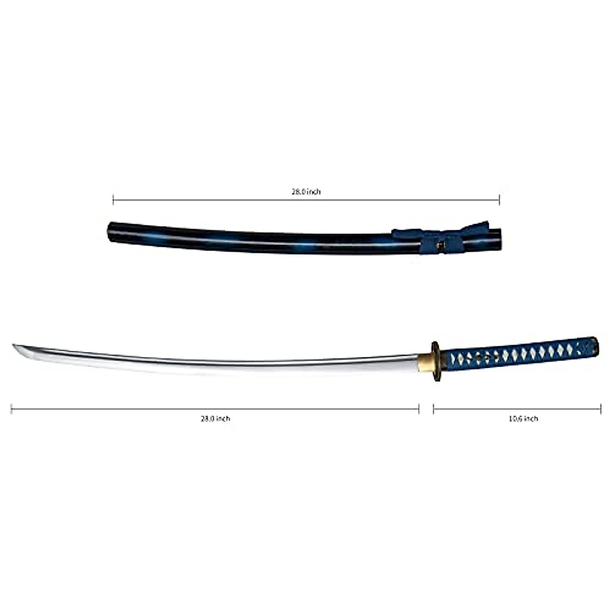 DISPATCH Handmade Samurai Sword, 40 inch 1060 High Carbon Steel, Damascus Steel, Forged Samurai Sword, Full Tang Dynasty, Clay Tempered