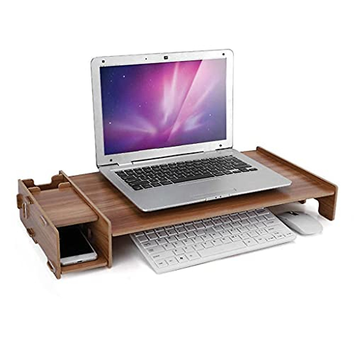 ROLTIN Wooden Computer Monitor Stand Riser Desktop Storage Shelf Laptop Stand Organizer Monitor Holder for Home Office Supplies