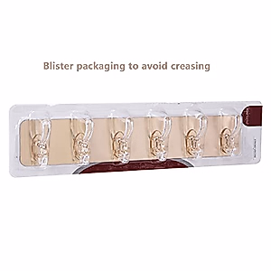 Wall Mounted Coat Rack - 6 Tri Large Hooks,Heavy Duty,Strong Adhesive Hook,Quality PC Nanometre Coat Hook Rail for Coat Hat Towel Purse Robes Mudroom Bathroom Entryway-Traceless (Gold, 2)