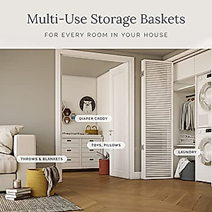 Natemia Rope Storage Basket- Nursery Bin and Toy Organizer (15”x15”x14”), Laundry Basket, Basket for Towels, Pillows and Blankets