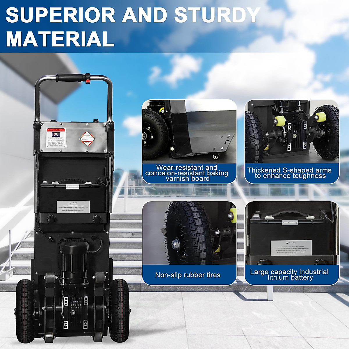 CAMINI 880lbs Capacity Heavy Duty Stair Climber, 1200W Powered Motor Electric Stair Climbing Hand Trucks Dolly Cart for Moving, Electric Stair Climbing Dolly for House Logistics Warehouse(Black)