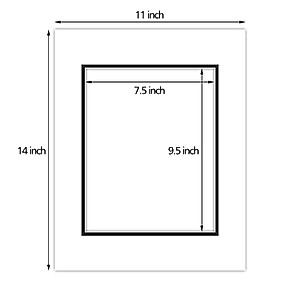 Golden State Art, 11x14 Double Mats for 8x10 - for Photos, Pictures, Frames - Acid-Free, 5 Pack, White Over Black