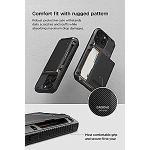 VRS DESIGN Damda Glide Pro Phone Case for iPhone 14 Pro, Sturdy Semi Auto Wallet [4 Cards] Case Compatible for iPhone 14 Pro Case (2022) (Groove Black)