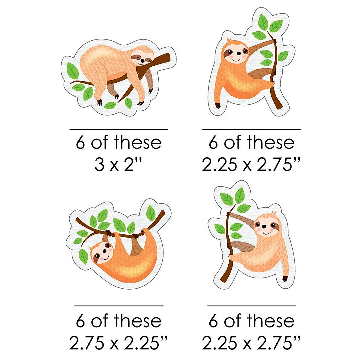 Let's Hang - Sloth - Paper Straw Decor - Baby Shower or Birthday Party Striped Decorative Straws - Set of 24