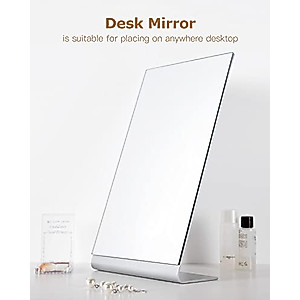NEZZOE Modern Makeup Mirror, 12" Length Aluminum Desk Mirror, Vanity Mirror for Counter, Bedroom, Bathroom, Dorm