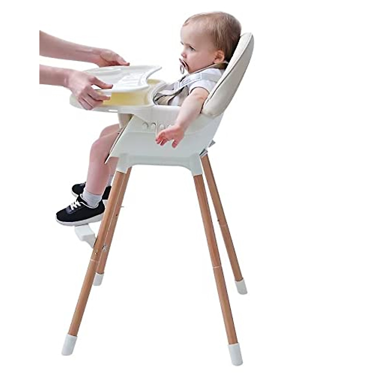 PandaEar 3-in-1 High Chairs for Babies Toddlers, Convertible Infant Highchair with Removable Tray & Safety Harness Adjustable Legs