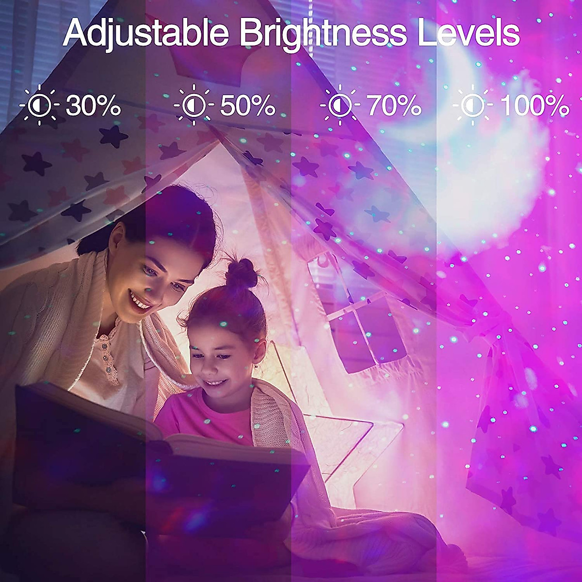 Star Projector, Galaxy Projector, Led Night Light with Remote Control Voice Control，for Bedroom New Year Gift Baby Rooms Starlight Dinners Game Rooms Home Party Gift for Kids (White)