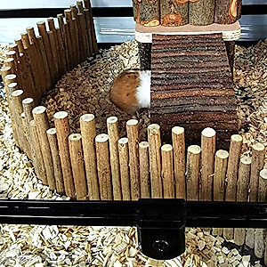 Hamster Wooden Bridge, Flexible Wood Hideout, Door Fence, Standing Climbing Platform Basket Accessories for, Mice, Gerbil, Chinchilla Chew Toys Decor (60CM)