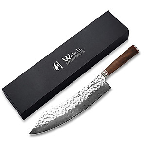 Wakoli Butcher's and BBQ Knife, 12-inch Blade Damascus Chef Knife made of 67 Layers Damascus Steel with VG10 Core, Butcher Knife for Meat Cutting with Walnut Wood Handle, Sharp Kitchen Knives (Walnut)