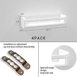 CRAZYMOTO Floating Shelf Wall Set of 4, White Floating Book Shelves for Kids Room,Nursery Shelves,Book Shelf, Display Shelf Organizer Spice Rack for Bathroom, Bedroom, Living Room, Kitchen, Office