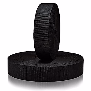 Tinup Webbing 2 Inch Strap Black, Nylon Climbing Webbing Straps 1 Inch Wide, Polypropylene Lawn Chair Webbing Replacement for Indoor or Outdoor Gear, DIY Crafting，Pet Leash