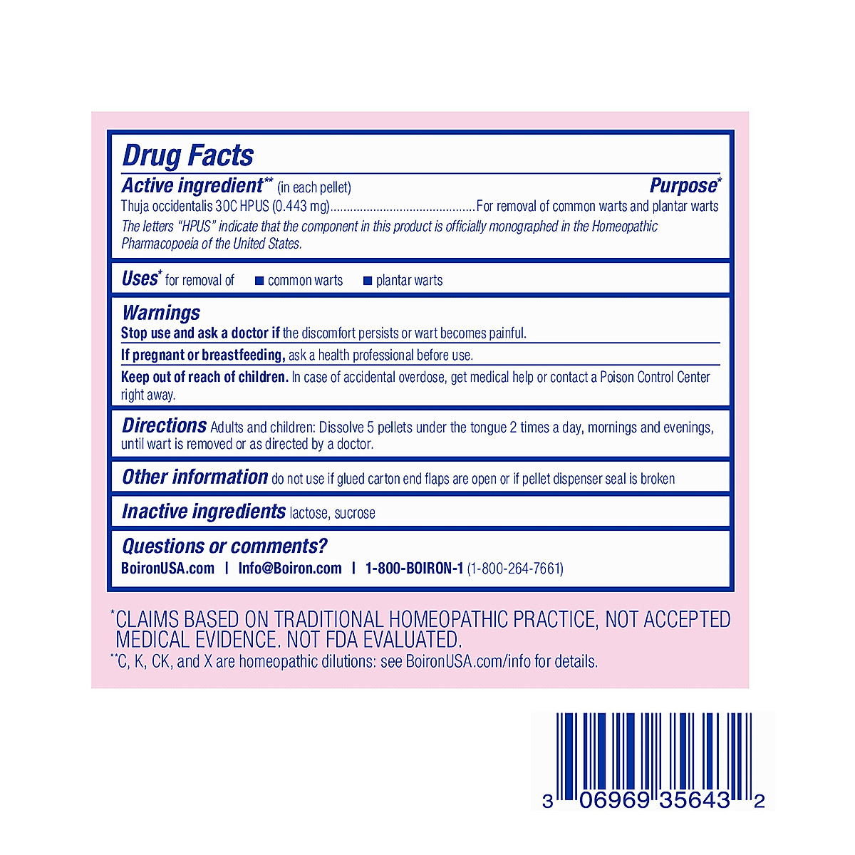 Boiron Thuja Occidentalis 30C Wart Removal Homeopathic Medicine for Painless Removal of Warts from Plantar (Feet), Hands, and Other Bodily Warts -80 Count (Pack of 3)