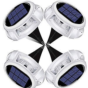 Disk Lights,Solar Ground Lights Outdoor,Solar Lights Outdoor,Solar Garden Lights Outdoor with 4 Color Lighting Modes,IP67 Waterproof Solar Lights Outdoor Pathway for Gaeden,Lawn,Patio(White-4 PACK)