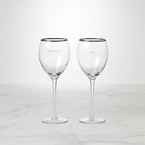Kate Spade New York Cheers to Us Sweet & Dry Wine Glasses, Set of 2, 0.88, Clear