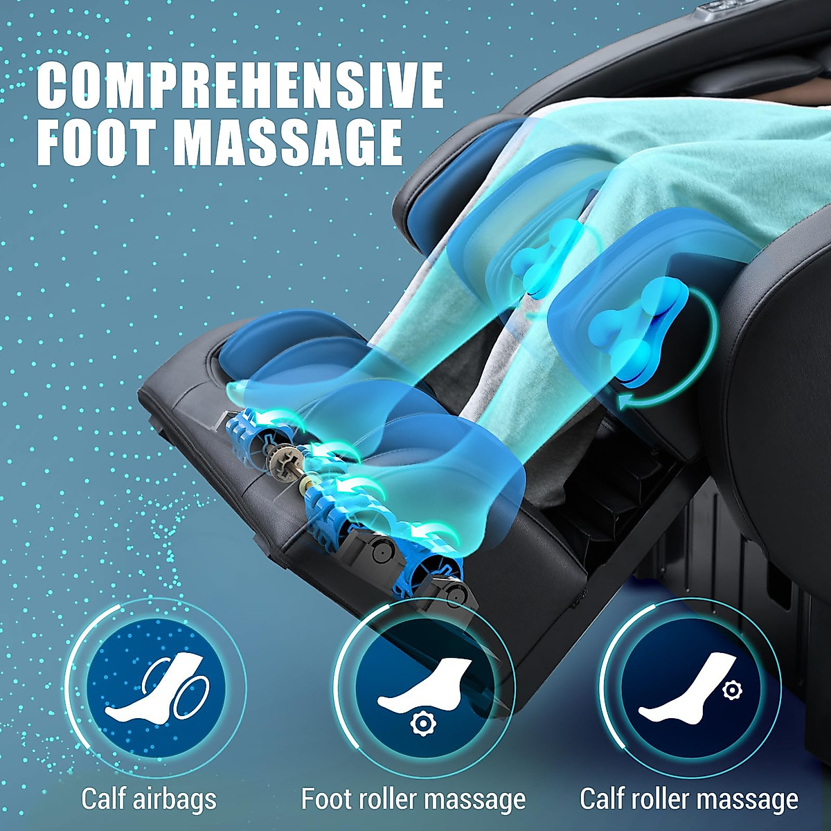 MYNTA Massage Chair MC3100, Full Body Zero Gravity SL Track 3D Massage Chair with Calf Roller Massage, Voice Control, Thai Stretch, Black