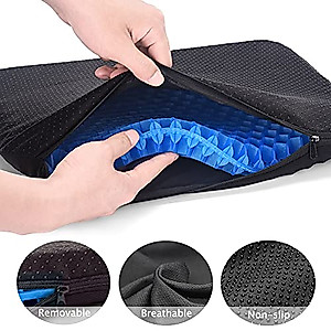 Extra Large Gel Seat Cushion, Office Seat Cushion for Long Sitting Breathable Egg Gel Cushion for Office Home Chairs, Cars, Long Trips – Back, Sciatica, Hip, Tailbone Pain Relief Cushion (Blue)