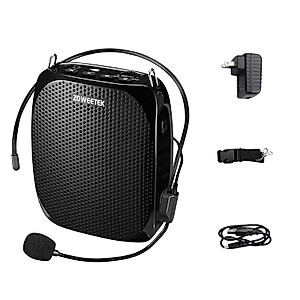 ZOWEETEK ZW-Z258 Portable Rechargeable Mini Voice Amplifier for Teachers with Wired Microphone Headset and Waistband,Supports MP3 Format Audio for Singing,Training,Speech,Tour Guide,Power Amplifiers
