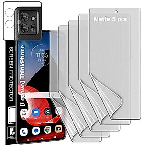 [5+2] 5 Anti-glare(matte) TPU film Screen protector + 2 Lens Protector compatible with [Lenovo] Motorola ThinkPhone 5G 2023 Easy to Install TPU Film screen protector Scratch Resistant [Perfect Fit for