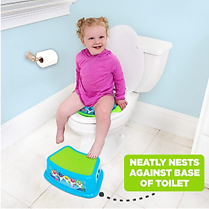 PinkFong Baby Shark Bathroom Step Stool for Kids Using The Toilet and Sink - Kids Step Stool, Potty Training, Non-Slip, Bathroom, Kitchen, Lightweight