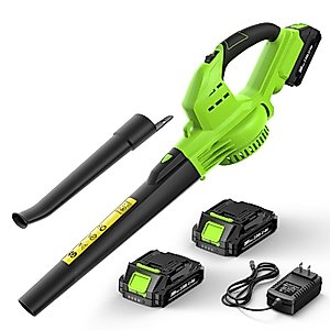 Leaf Blower Cordless with Battery and Charger - Anykit Electric Leaf Blowers Battery Operated, Lightweight 20V 2 Speed Modes Handheld Blower for Lawn Care Green