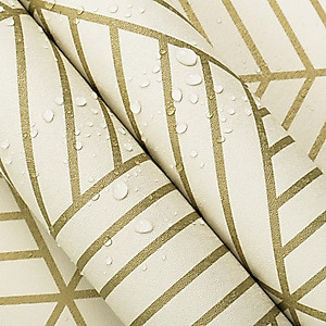 CiCiwind Peel and Stick Wallpaper Gold and Beige Contact Paper Geometric Striped Hexagon Wallpaper Removable Self Adhesive WallPaper Waterproof Vinyl Paper for Cabinets Shelf Drawer 15.7"x78.7"Upgrade