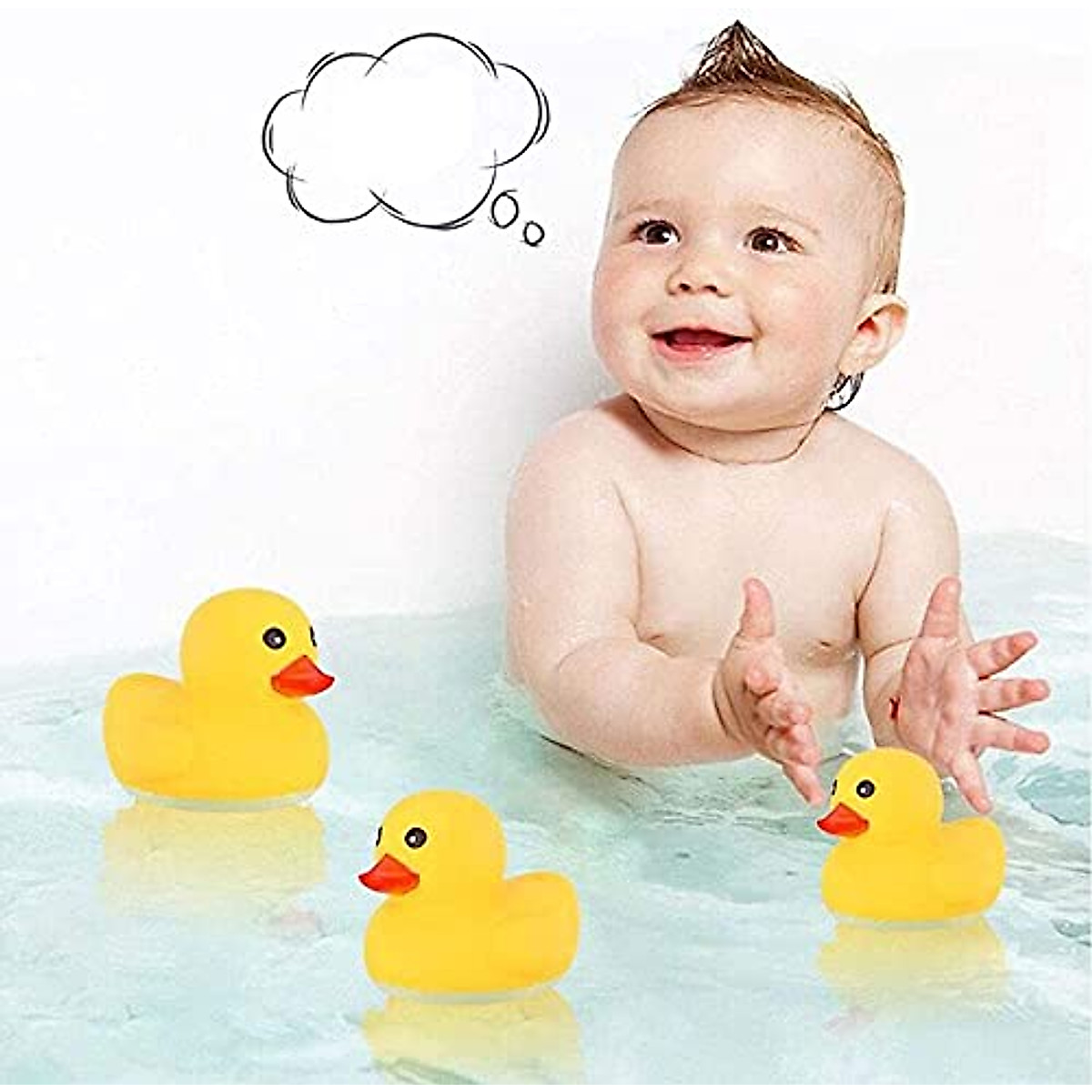 umbresen Yellow Rubber Ducks Preschool Bath Toys Bathtub Duckies Gift for Baby Shower Infants Toddlers Car Pool Float Halloween Adults Party Favors Carnival Decorations (Small Yellow 2.2''-12pcs)
