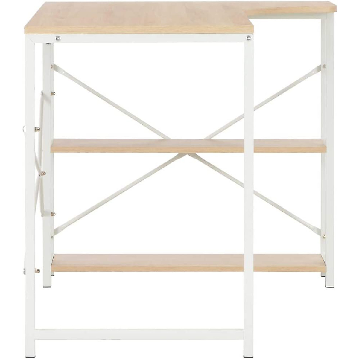 vidaXL Computer Desk Industrial Home Office Workstation PC Study Writing Working Table Corner Desk Furniture White and Oak 47.2"x28.3"x27.6"