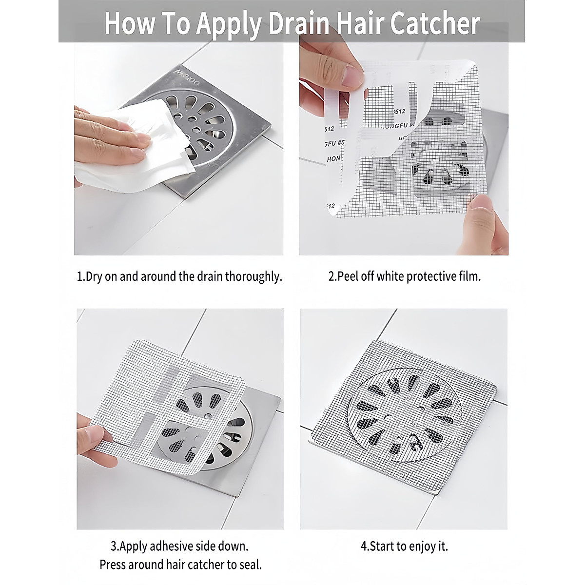 Disposable Shower Drain Hair Catcher, Shower Drain Mesh Stickers, Floor Drain Sticker, Sewer Hair Blocking Stickers Hair Strainer for Bathroom, Laundry, Bathtub, Kitchen, Sink. 30 PCS.