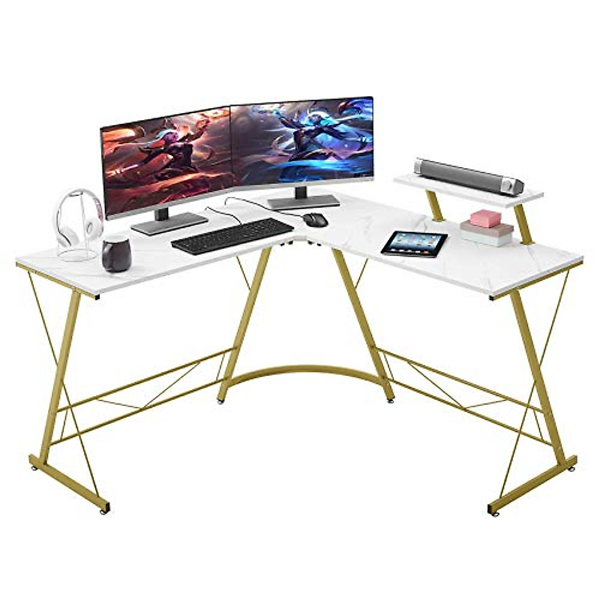 Mr IRONSTONE L-Shaped Desk 50.8" & Computer Desk 31"