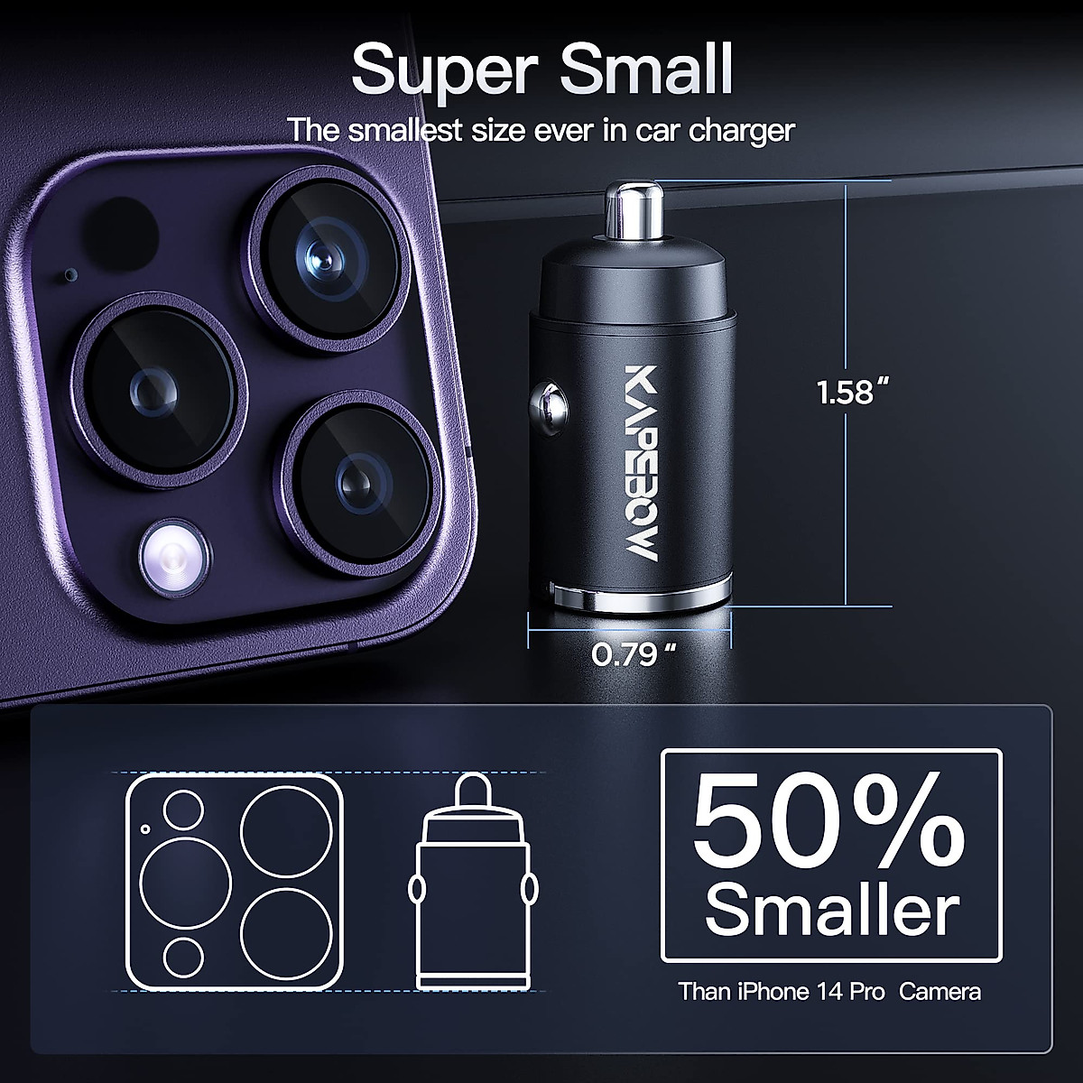 USB C Car Charger, PD 45W & QC 45W Fast Charging Cigarette Lighter USB Charger Adapter [Super Small, Flush Fit, Metal] Compatible with iPhone 14 13 12 Samsung Galaxy S22 21 20 Pixel