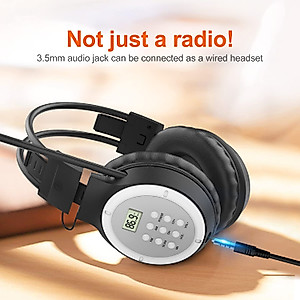 UMUTOO AM FM Radio Headphones, Personal Portable Radio Headset am/fm Digital with Best Reception for Jogging, Mowing, Cycling, Meeting, Powered by 2 AA Batteries (Not Included)……