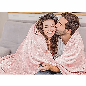 Gifts for Women Mom Wife Girlfriend Her Mother Birthday Throw Travel Blanket Soft Comfy Rose Grey Blankets for Bed Sofa Couch Airplane Office(Pink, 50''x60'')