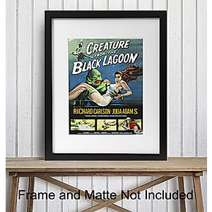 Creature From the Black Lagoon - 8x10 Vintage Hollywood Horror Movie Poster Wall Art Print - Creepy Classic Scary Movie Home Decor Picture for Man Cave, Boys Bedroom, Teens Room - Gift for Men