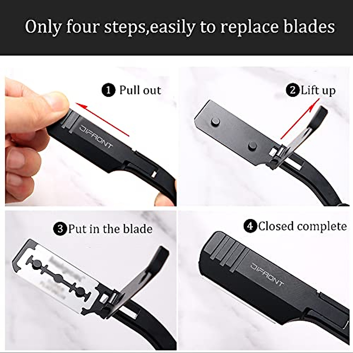 Professional Straight Edge Razor with 20 Stainless steel Blades Barber Straight Razor Close Shaving Men's Manual Shaver Aluminum handle Straight Razor Blades portable Straight Razor Kit(TKL-B)