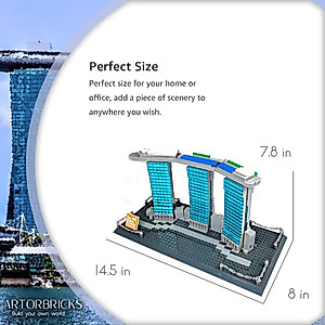 ArtorBricks Architectural Marina Bay Sands-2022 Large Collection Building Set Model Kit and Gift for Adults, Compatible with Lego (881 Pieces)