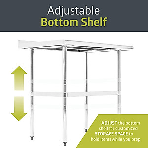 Pearington NSF Certified Stainless Steel Kitchen Prep and Work Table, Commercial Work Table for Restaurant and Home, 36" x 24", Stainless Steel