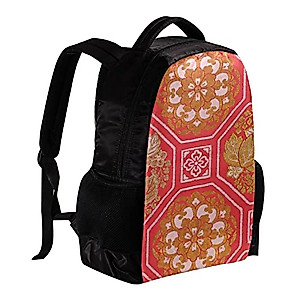 VBFOFBV Travel Backpack for Women, Hiking Backpack Outdoor Sports Rucksack Casual Daypack, Japanese Pink Orange Flower Art Vintage