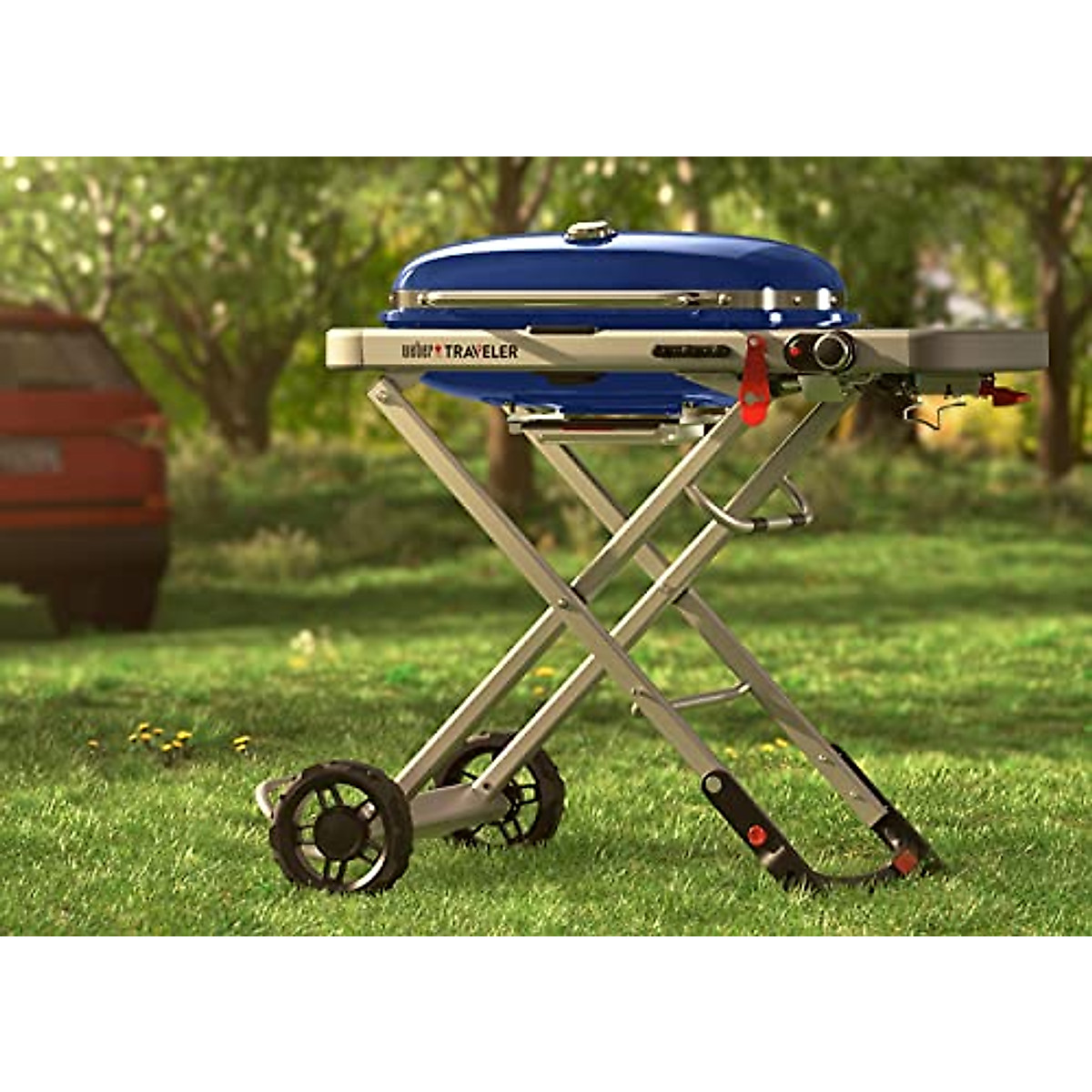 Weber Traveler Portable Gas Grill, Blue