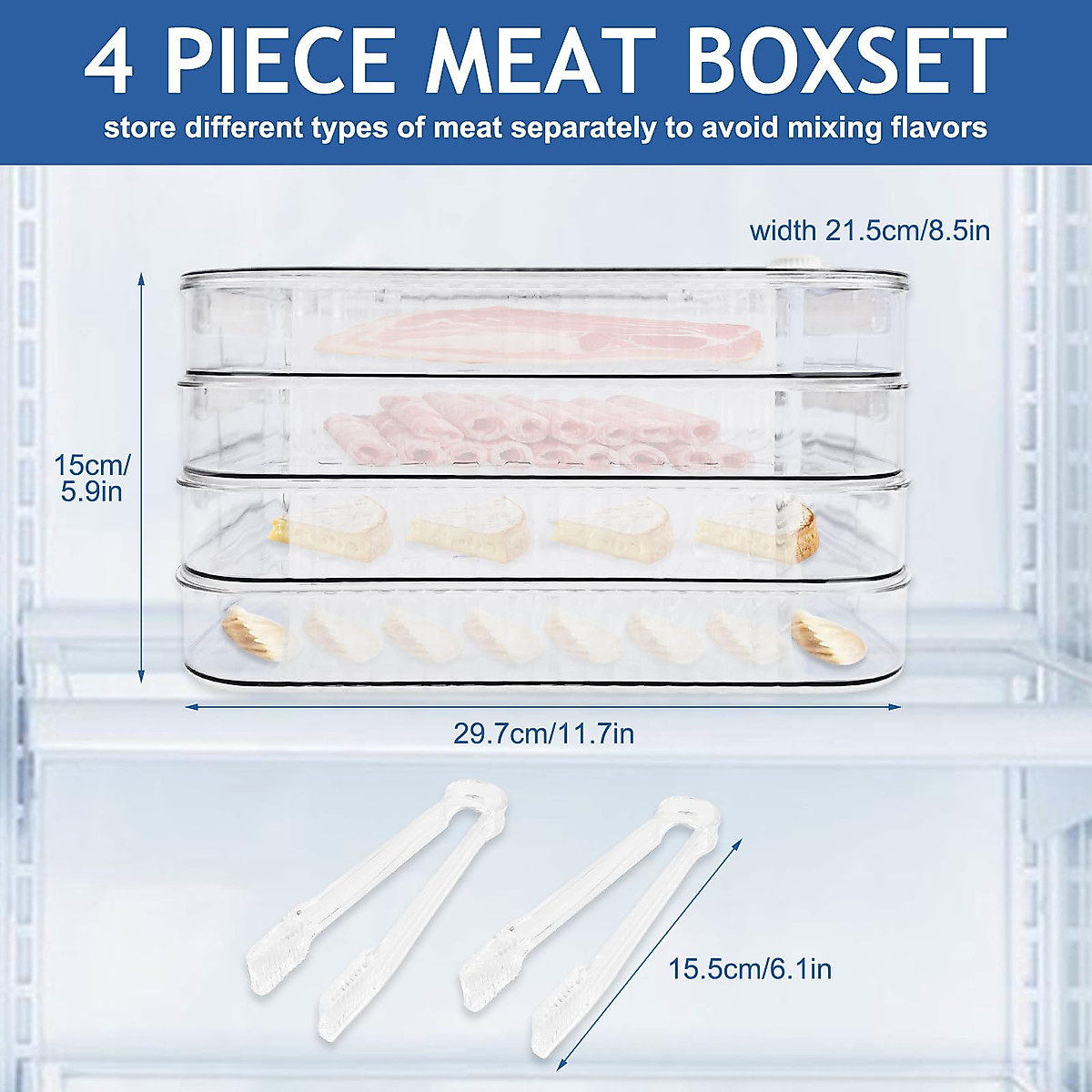 Sibosen Deli Meat Containers for Fridge and Refrigerator Organizing, With Lids - Bacon Cheese Container