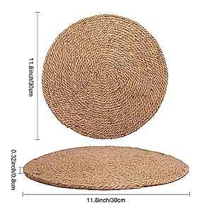 Defined Deco Round Jute Placemats Set of 8,12" Handmade Round Placemats,Woven Braided Placemats,Natural Farmhouse Place Mats,Jute Thick Hot Pads,Rustic Table Mats for Dining Table Decor,Home,Wedding.