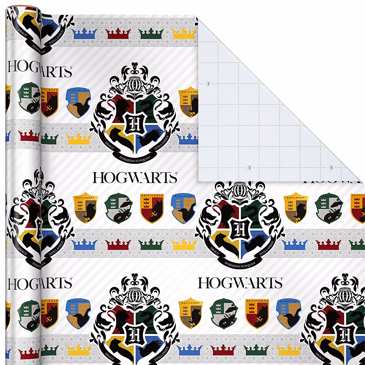 Hallmark Harry Potter Wrapping Paper with Cut Lines on Reverse (3-Pack: 60 sq. ft. ttl; Marauder's Map, Hogwarts Crest) for Birthdays, Graduations, Christmas, Valentine's Day