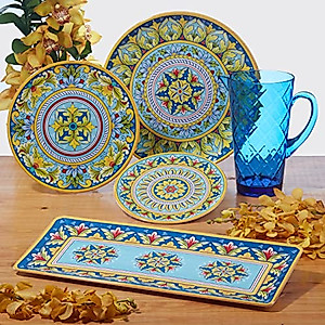 Certified International Palermo Melamine Platter Set, Multicolor, Large, 2 Piece