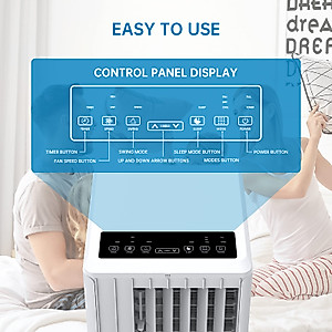 Takywep Portable Air Conditioner for Room up to 350 sq.ft, 8,000BTU A/C Unit with Dehumidifier and Cooling, 24Hour Timer, Sleep Mode, Remote Control, Window Installation Kit