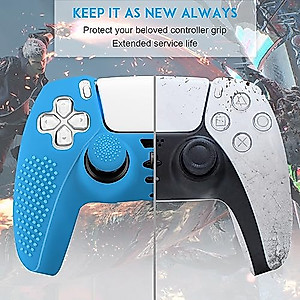 SIKEMAY [2 Pack] PS5 Controller Skin, Anti-Slip Thicken Silicone Protective Cover Case Perfectly Compatible with Playstation 5 Dualsense Controller Grip with 8 x Thumb Grip Caps