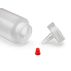 Bastex 8-ounce Plastic Squeeze Bottles Pack of 8. Clear Bottles with Yorker Red Caps. Perfect for Arts and Crafts Food Glue Paint or any DIY Liquids. Multiple Purpose Refillable, Reusable Containers.