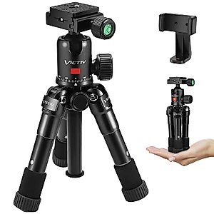Tabletop Tripod, 20 inch Portable Desktop Mini Tripod for Camera with 360 Degree Ball Head, Aluminum Small Travel Tripod, Compatible with DSLR Camera/Video Camcorder/Cell Phone/Spotting Scope (Black)