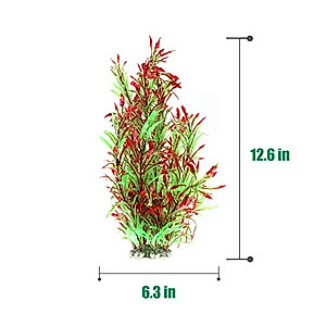 MR.FOAM Large Aquarium Plants, Fish Tank Plants Decoration Ornament for All Fish Artificial Plastic Lifelike Water Plant Ornament Fish Tank Decorations 12.6 inch Tall 7.09 inch Wide