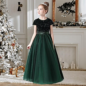 Party Wear Gown for Kids Junior Bridesmaid Dresses Baby Blue Puffy Tulle Sequins Dress Girls Birthday Party Gown Baby Blue 8