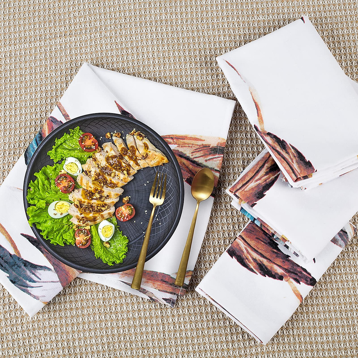 Ablethe Kitchen Towels 100% Cotton, Dish Towels 20X31.5 Inch, Tea Towels Set of 4 Highly Absorbent Boho for Kitchen or Farmhouse Decor